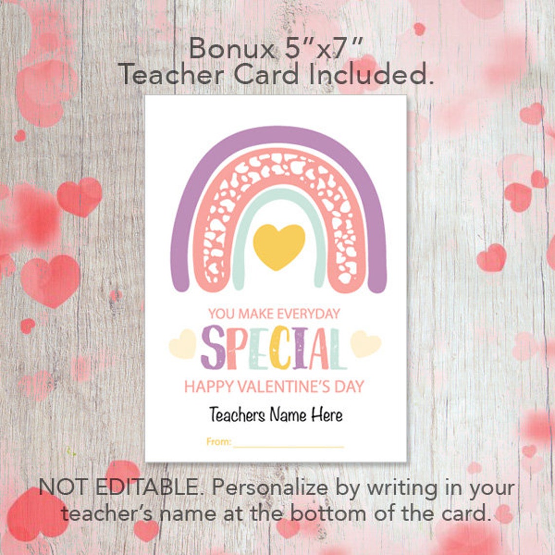 Printable Rainbow Valentine's Day Cards, Rainbow Classroom Valentine's ...