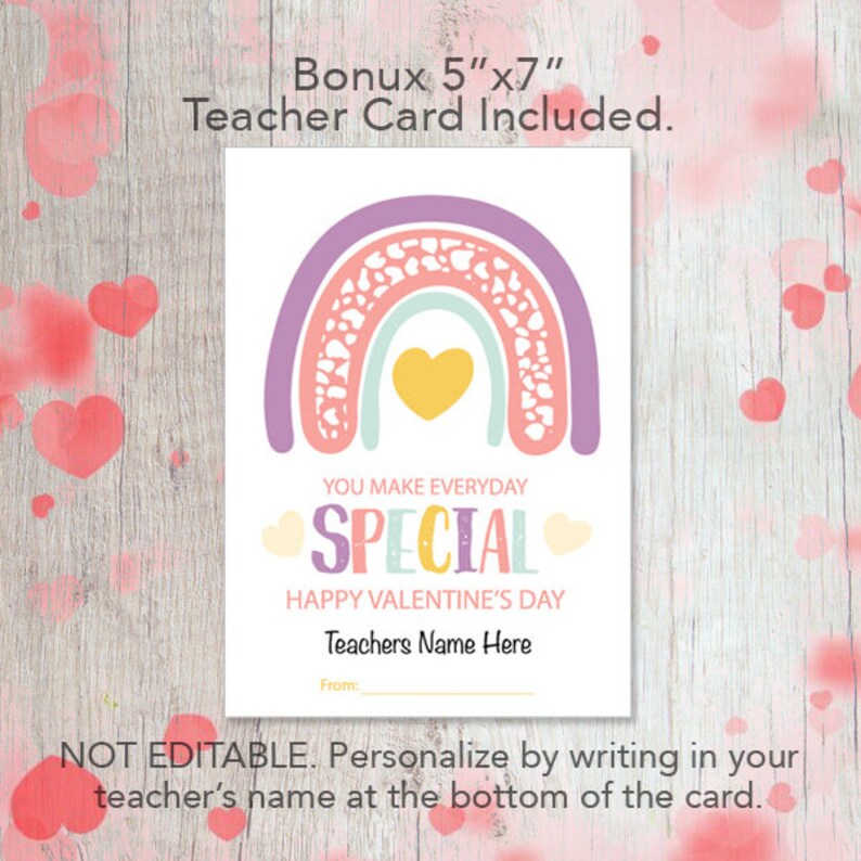 Printable Rainbow Valentine's Day Cards, Rainbow Classroom Valentine's ...