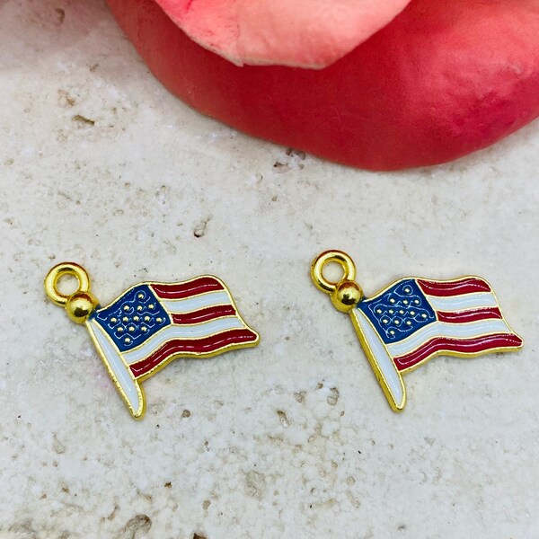 American Flag Charm - Etsy
