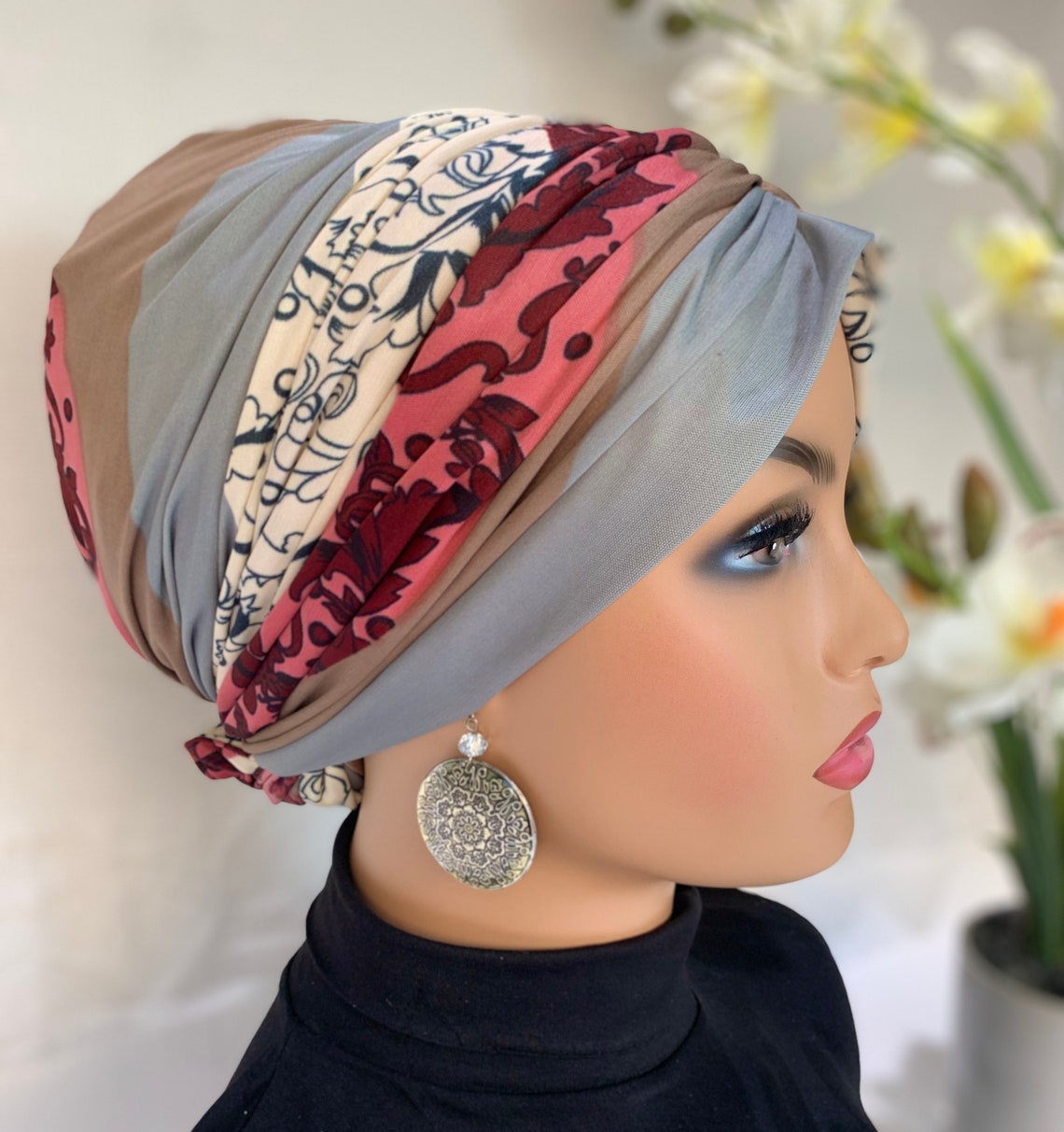 Elegant Draped Tichel Snood Turban Head Scarf Hijab - Etsy