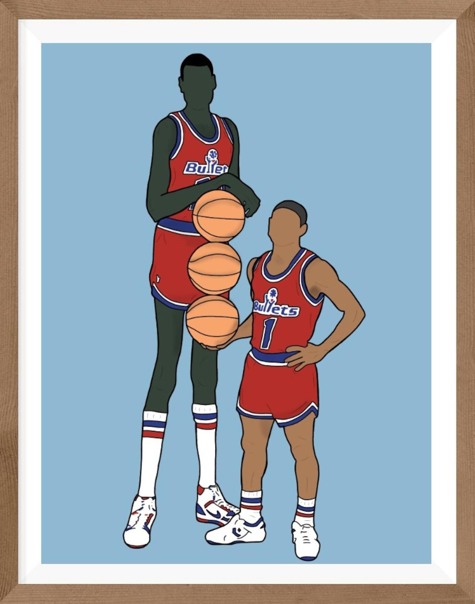 Drawing by Muggsy Bogues With Manute Bol // Basketball Illustration ...