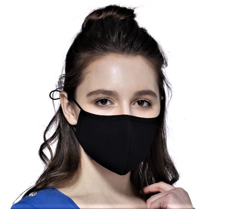 Black Face Mask Adjustable Elastic Cord Ear Loops With Cord - Etsy
