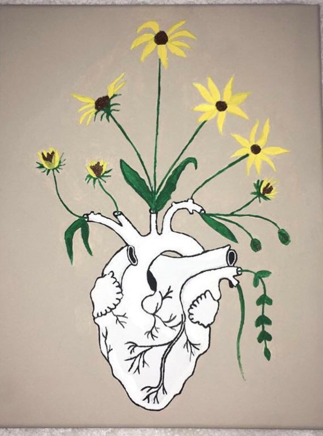 Floral Heart | Acrylic Painting | Anatomy Heart Art | Aesthetic ...