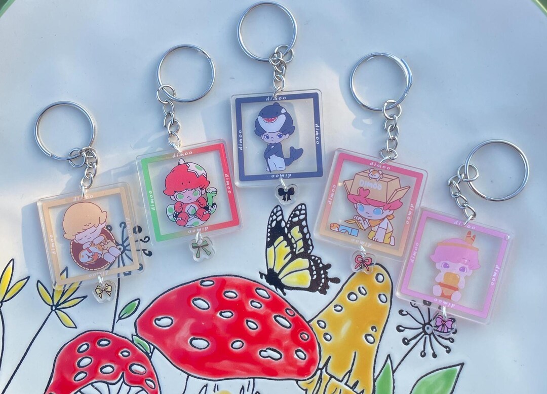 Dimoo Acrylic Keychains - Pop Mart - Kawaii - Charm - Dimoo Bow Charm ...