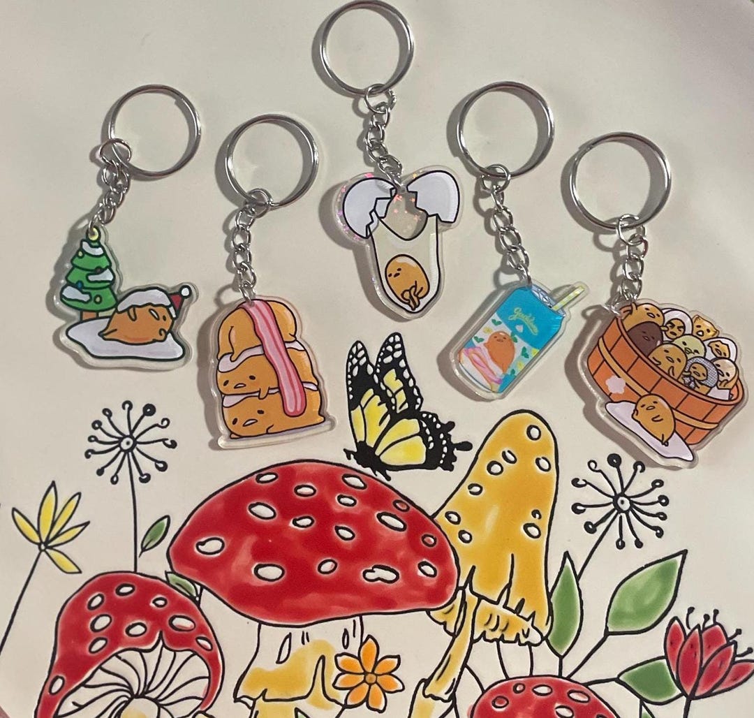 Gudetama Lazy Egg Keychain Acrylic Kawaii - Etsy