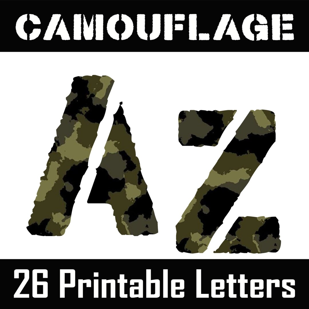 Camouflage Alphabet Letters | 26 Printable Digital Letters | Uppercase ...