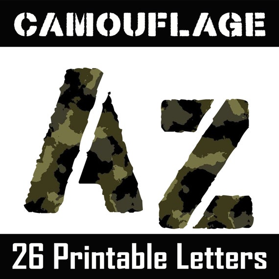 Camouflage Alphabet Letters 26 Printable Digital Letters - Etsy