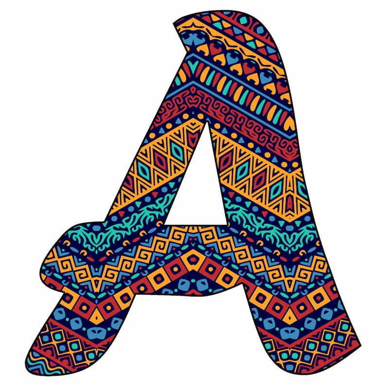 Colorful Ethnic Alphabet Letters 26 Printable Digital Letters Uppercase ...