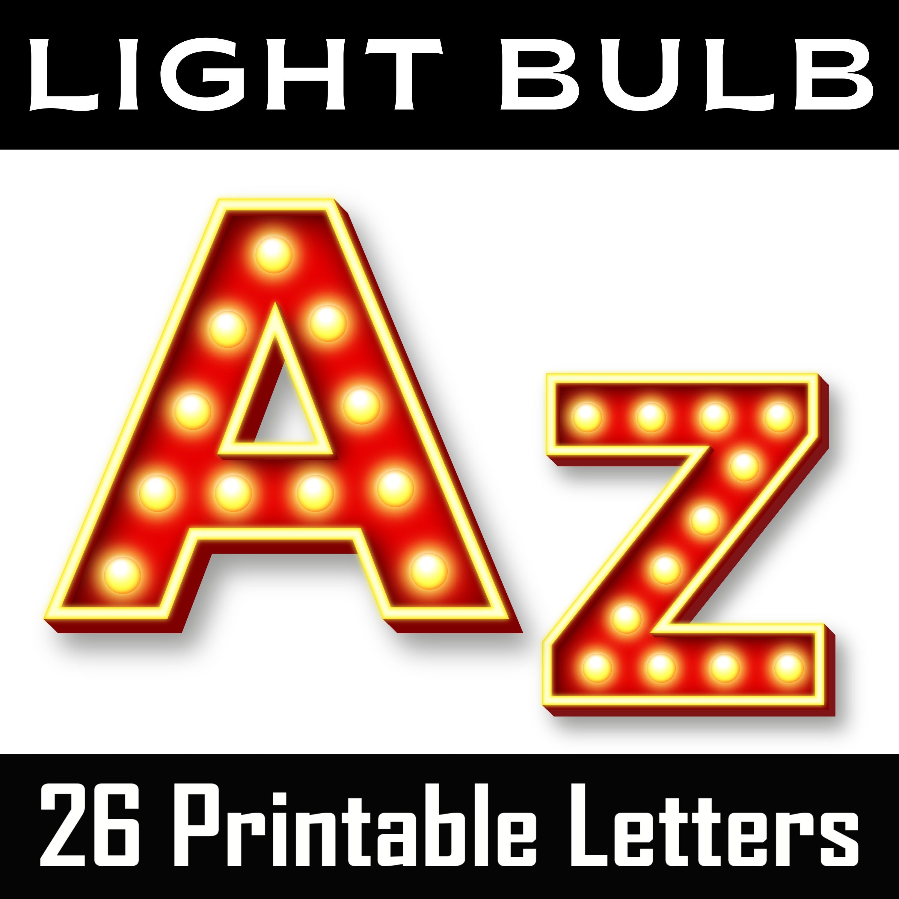 Light Bulb Alphabet Letters | 26 Printable Digital Letters | Uppercase ...