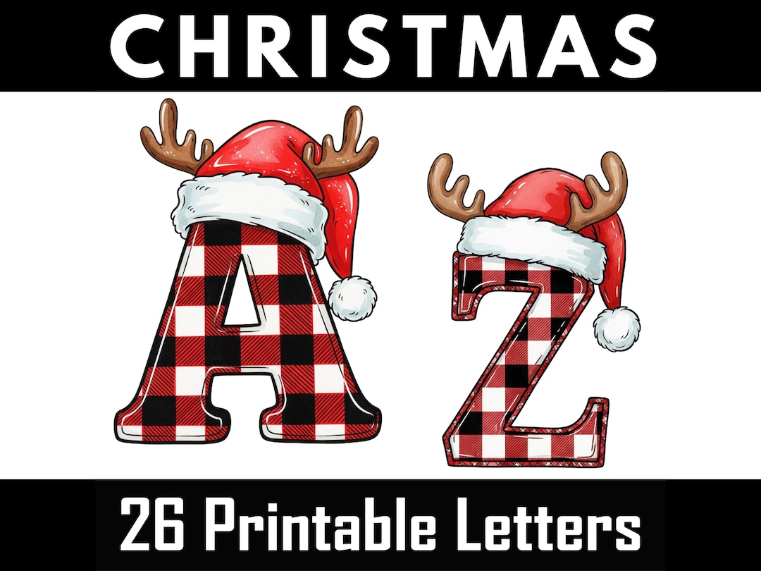 Buffalo Plaid Alphabet Letters A–Z | Christmas Printable PNG | Instant ...