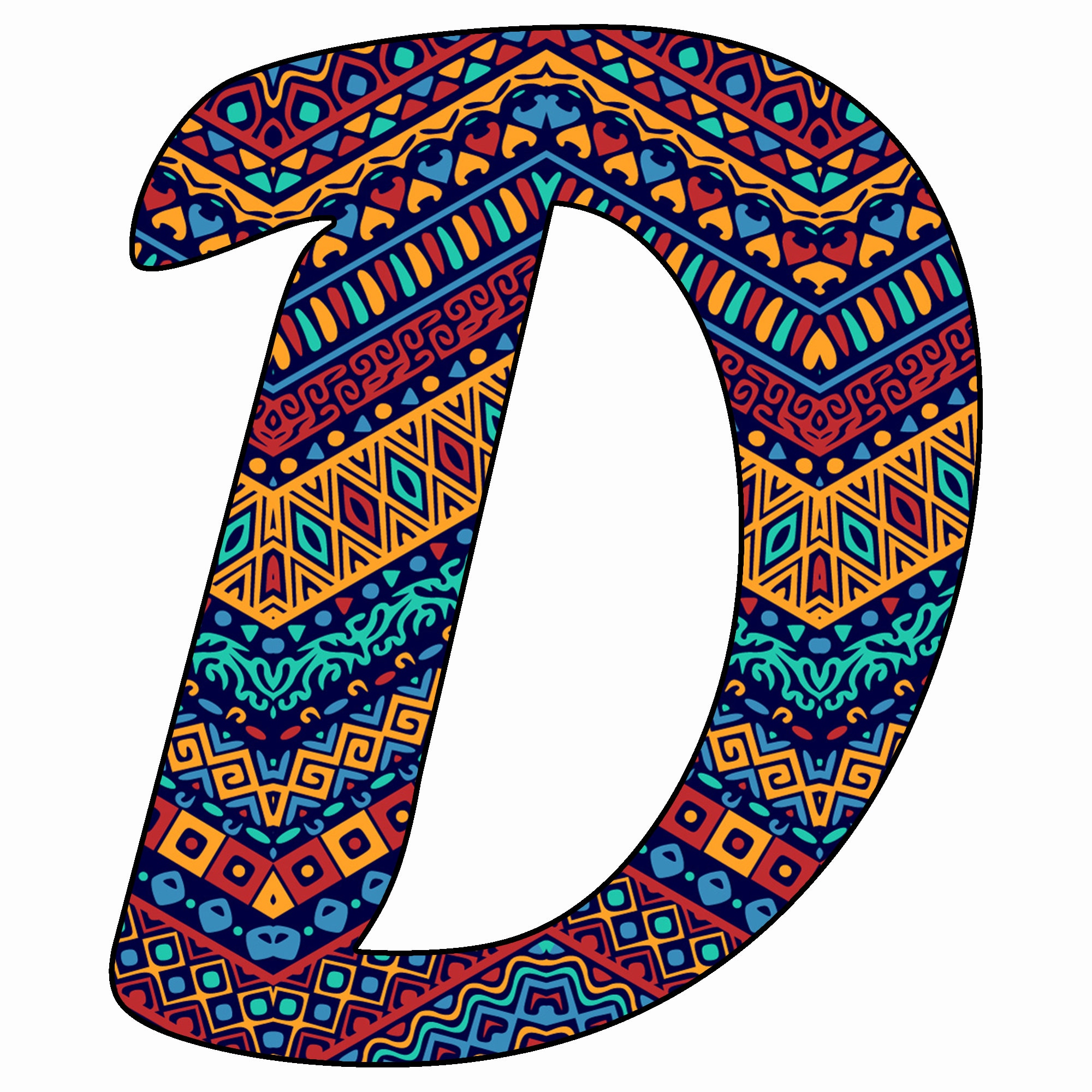 Colorful Ethnic Alphabet Letters | 26 Printable Digital Letters ...