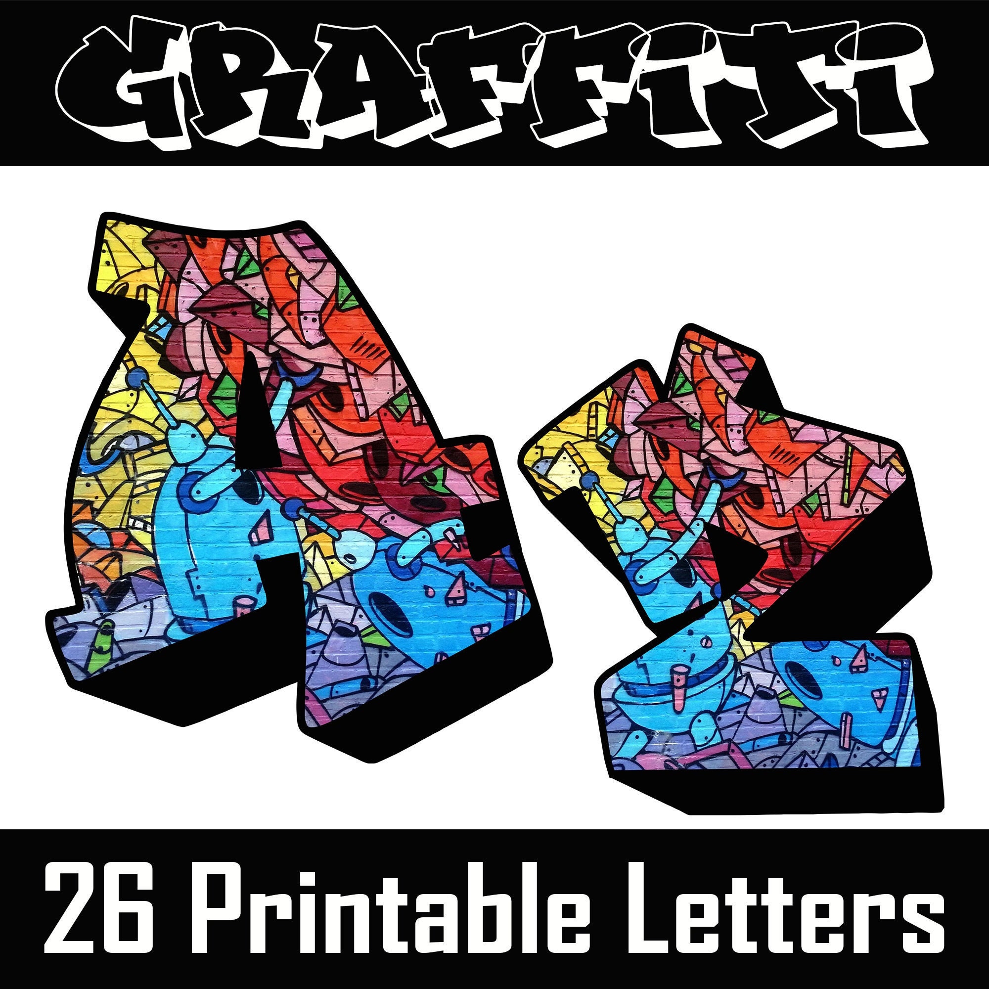 Graffiti Alphabet Letters | 26 Printable Digital Letters | Uppercase ...