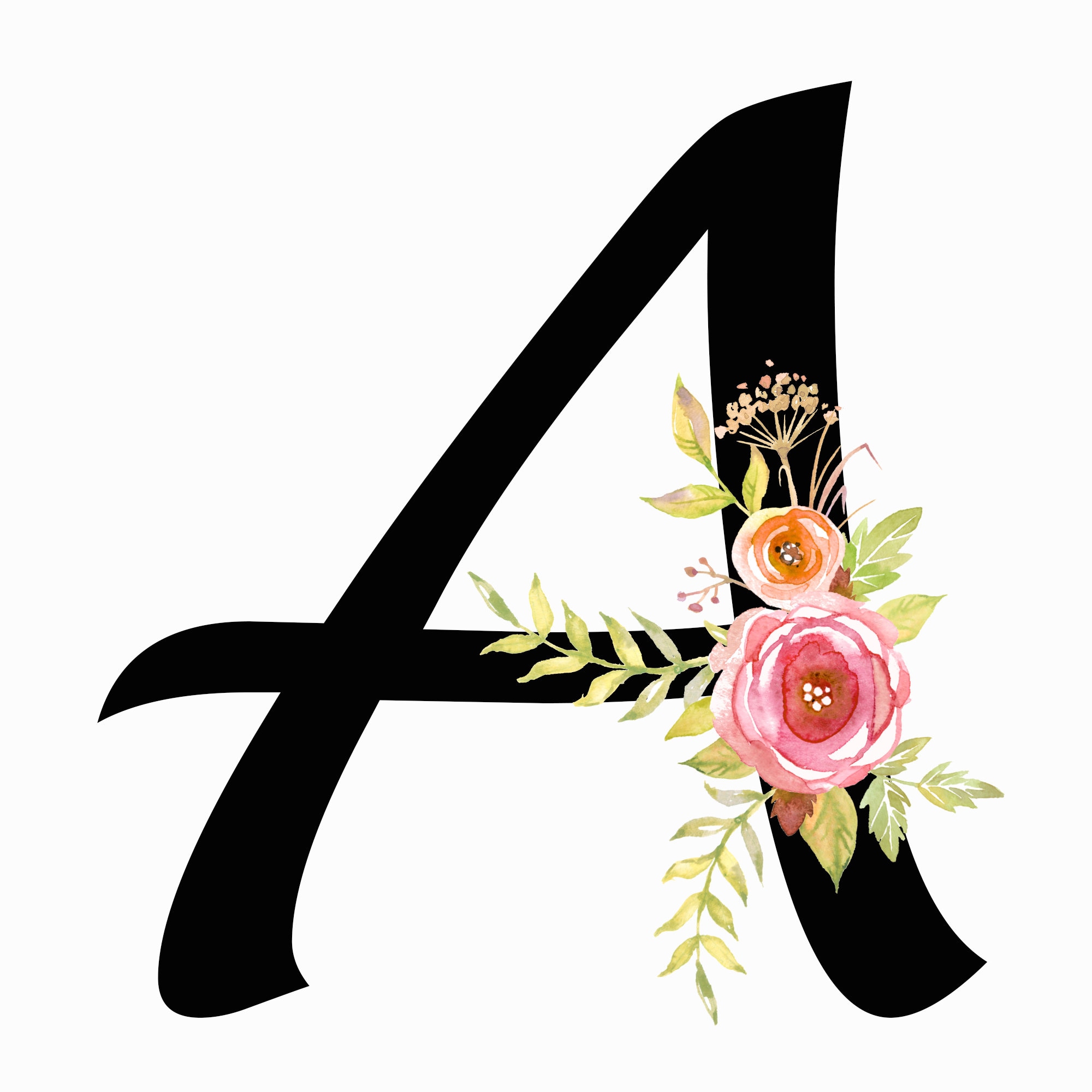 Floral Alphabet Letters | 26 Printable Digital Letters | Uppercase ...