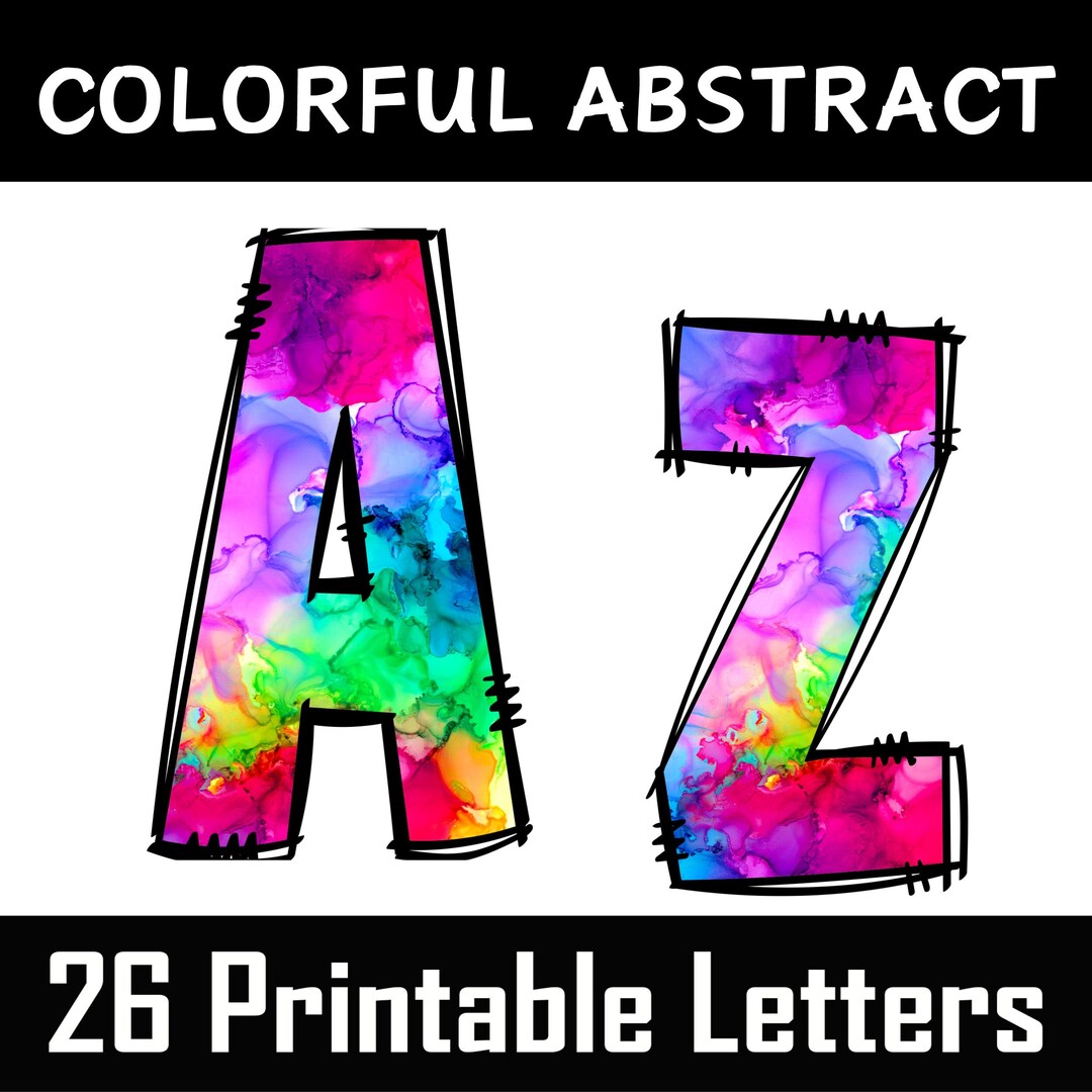 Abstract Alphabet Letters: Colorful Printable Pngs (digital Download ...