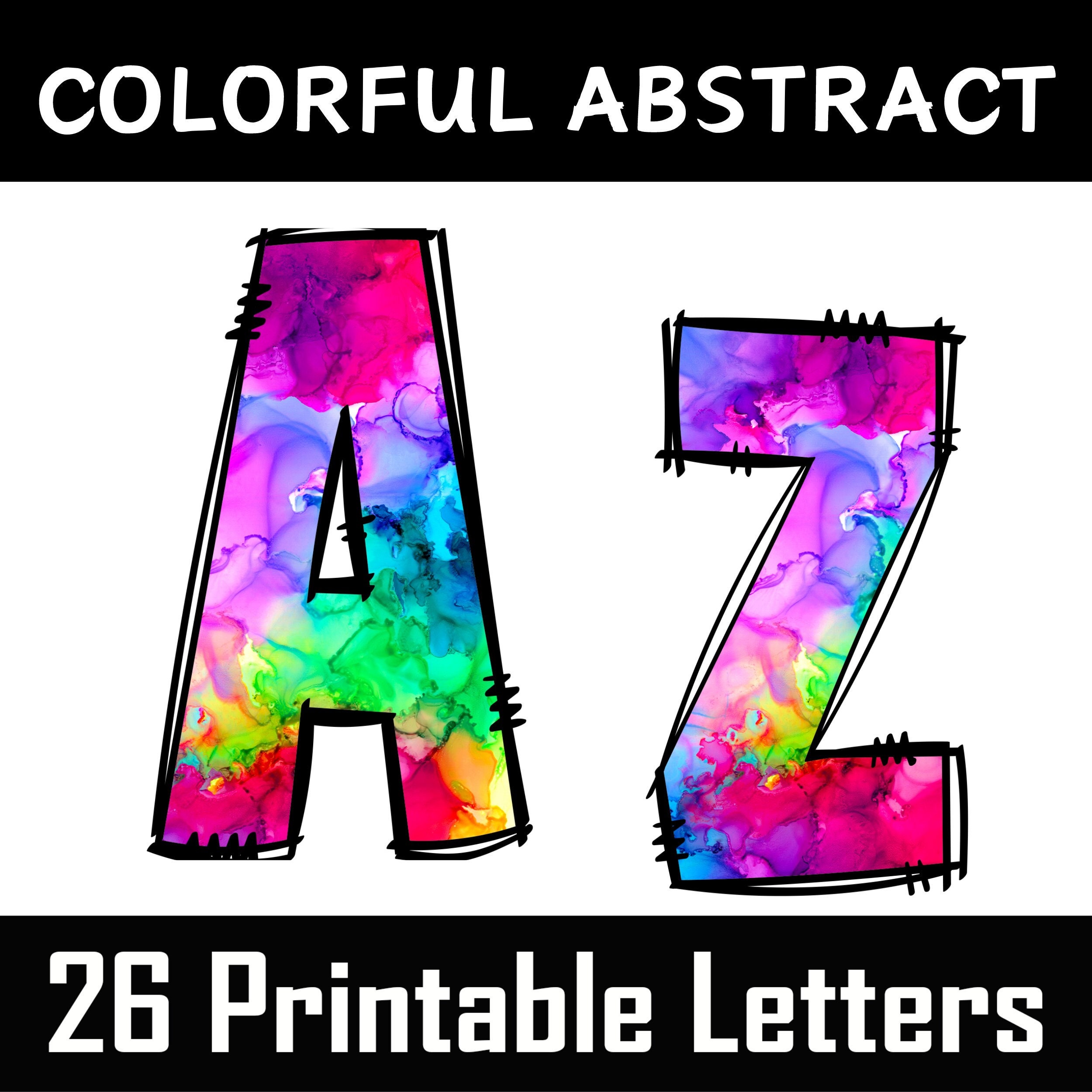 Colorful Abstract Alphabet Letters | 26 Printable Digital Letters ...