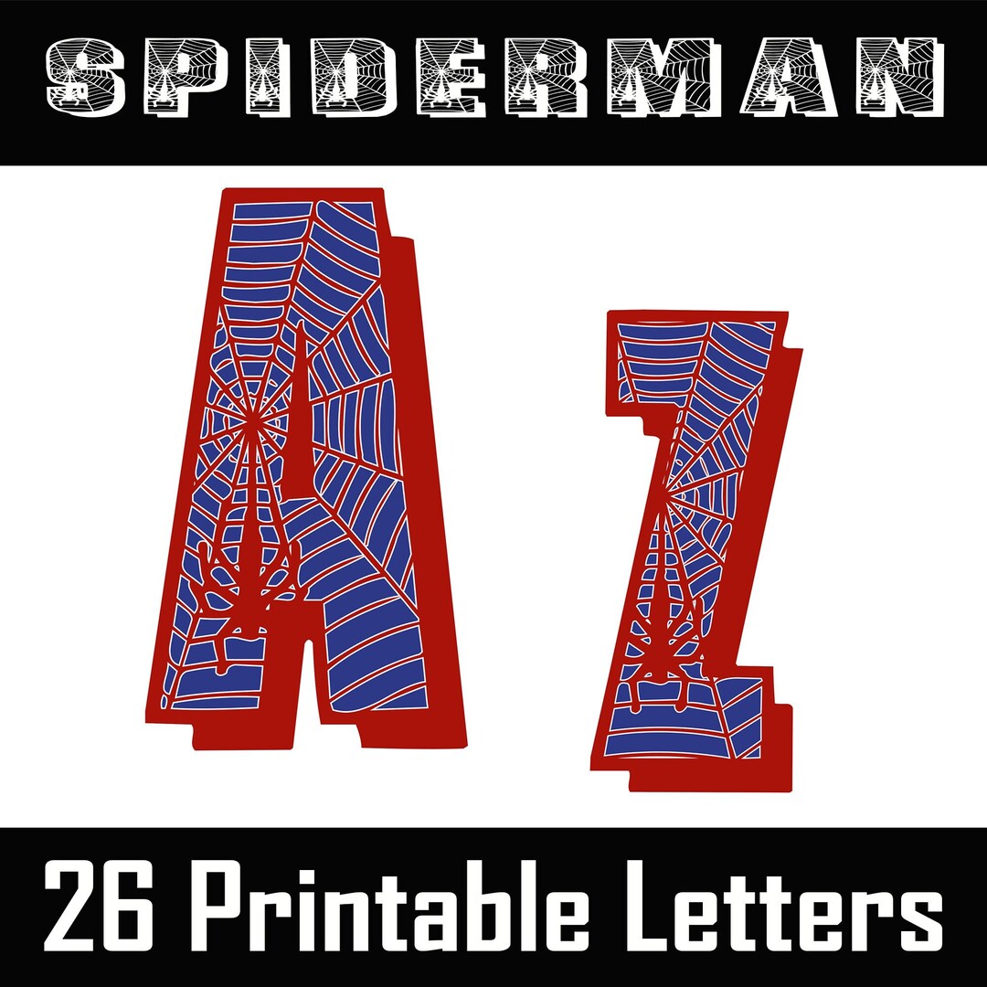Spiderman Alphabet Letters 26 Printable Digital Letters Uppercase ...