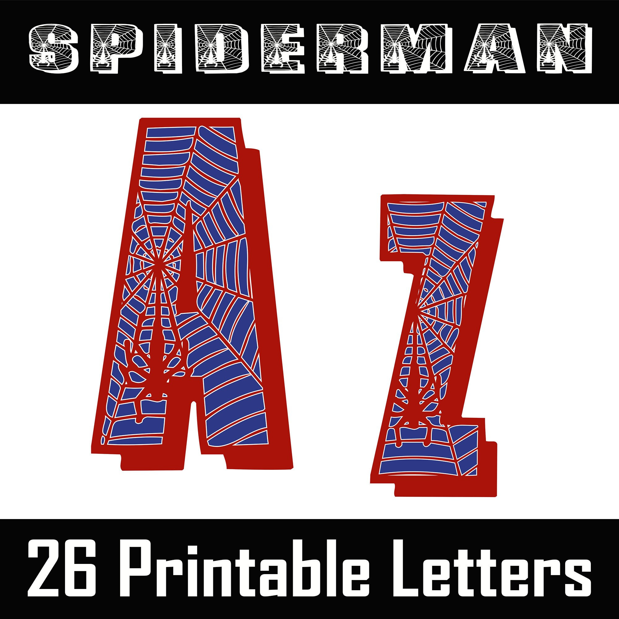 Spiderman Alphabet Letters 26 Printable Digital Letters - Etsy Australia