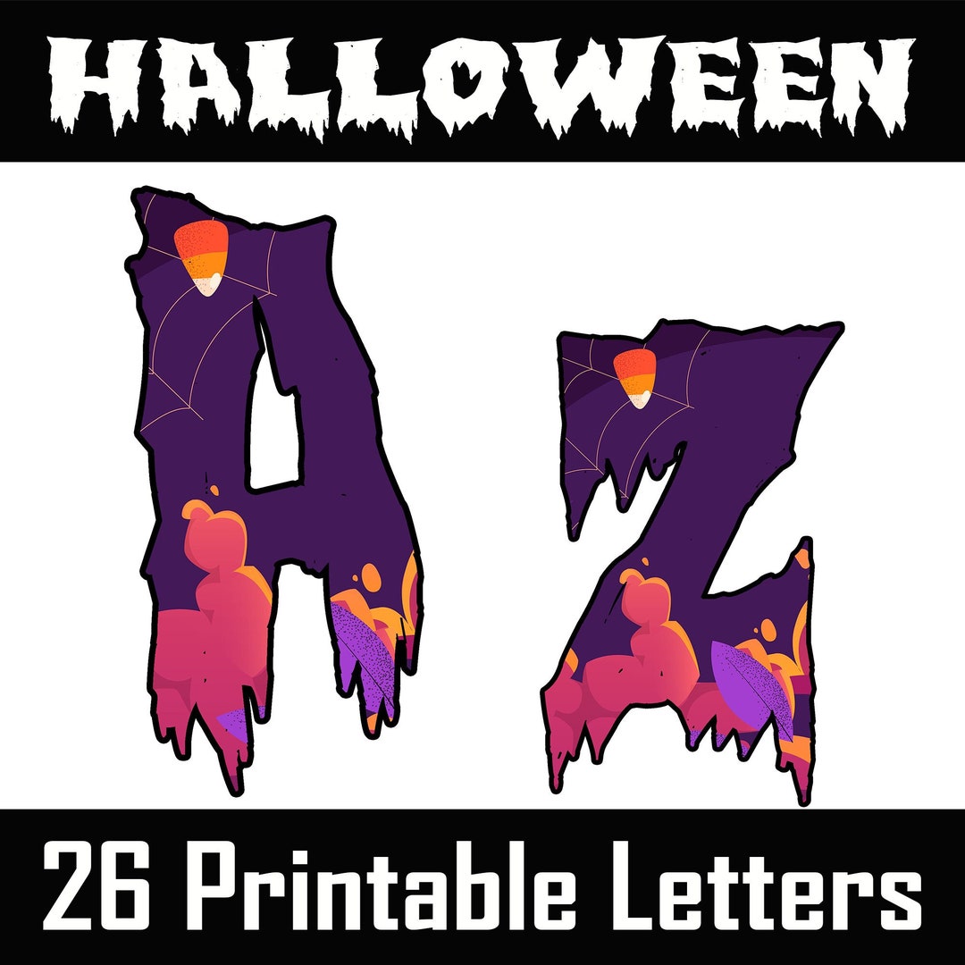 Halloween Alphabet Letters | 26 Printable Digital Letters | Uppercase ...
