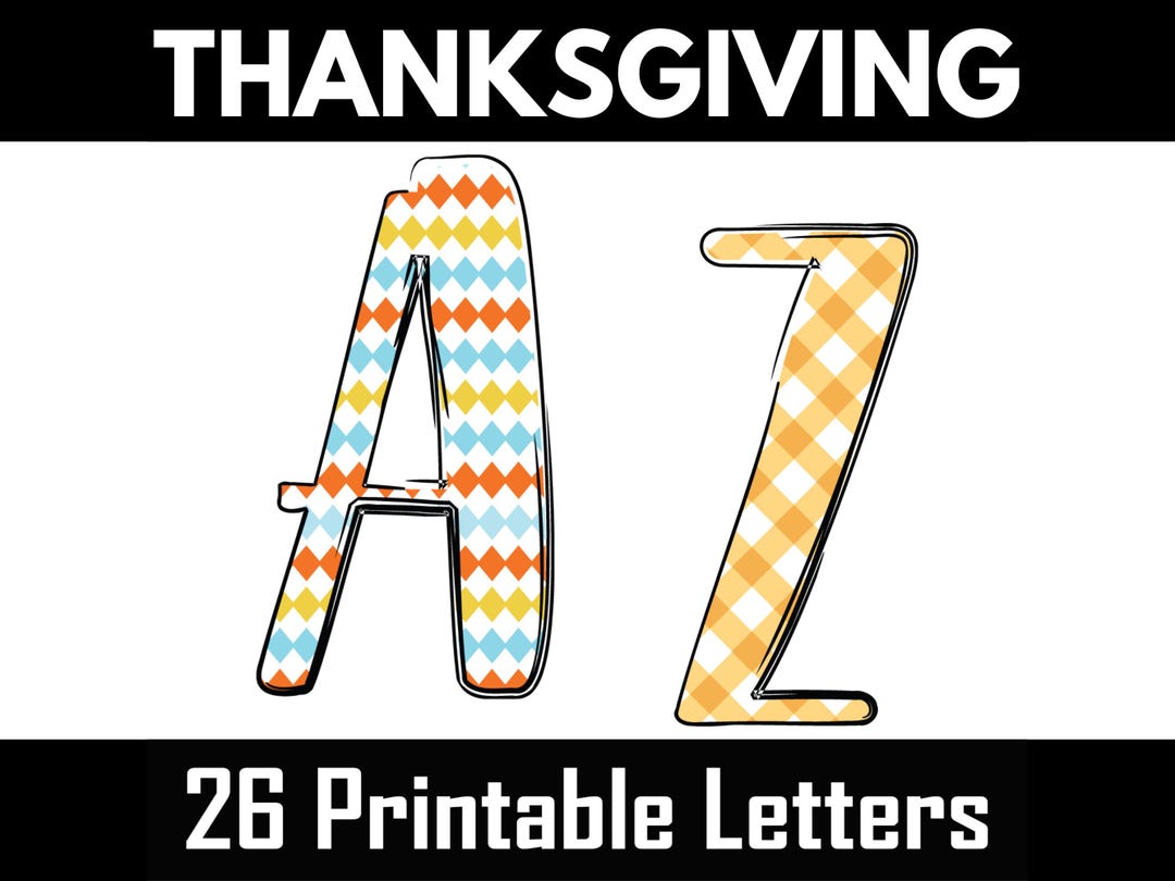 Thanksgiving Alphabet Letters A–Z | Fall Printable PNG | Instant ...