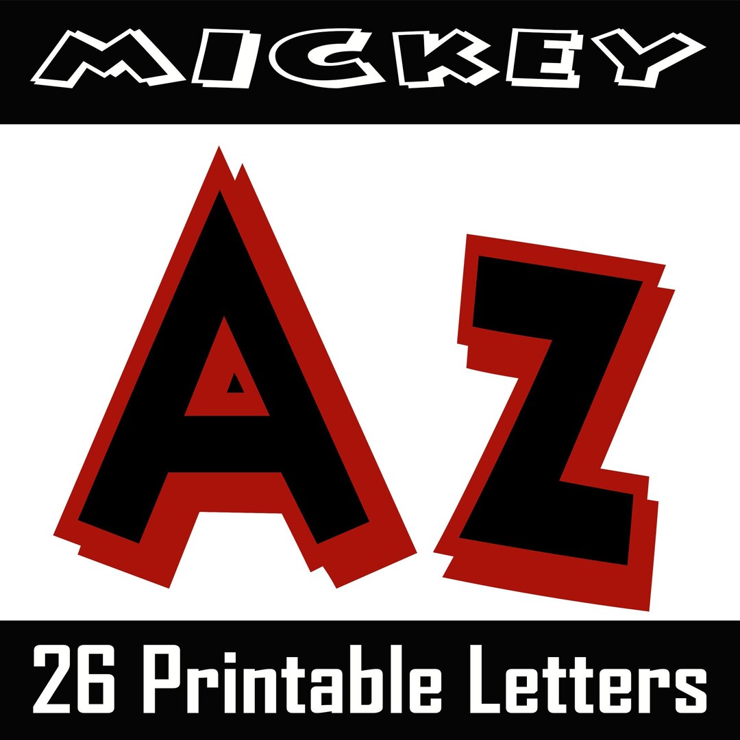 Mickey Mouse Alphabet Letters | 26 Printable Digital Letters ...