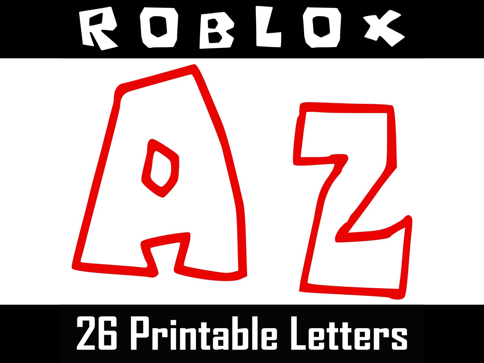 Roblox Font Alphabet A–Z | Printable PNG Letters | Instant Download - Etsy