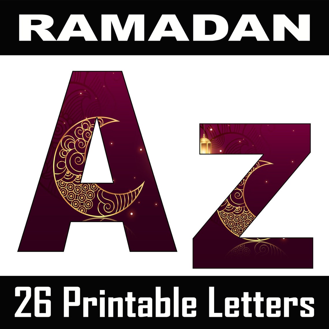 Ramadan Alphabet Letters: DIY Banner Printable (digital Download) - Etsy