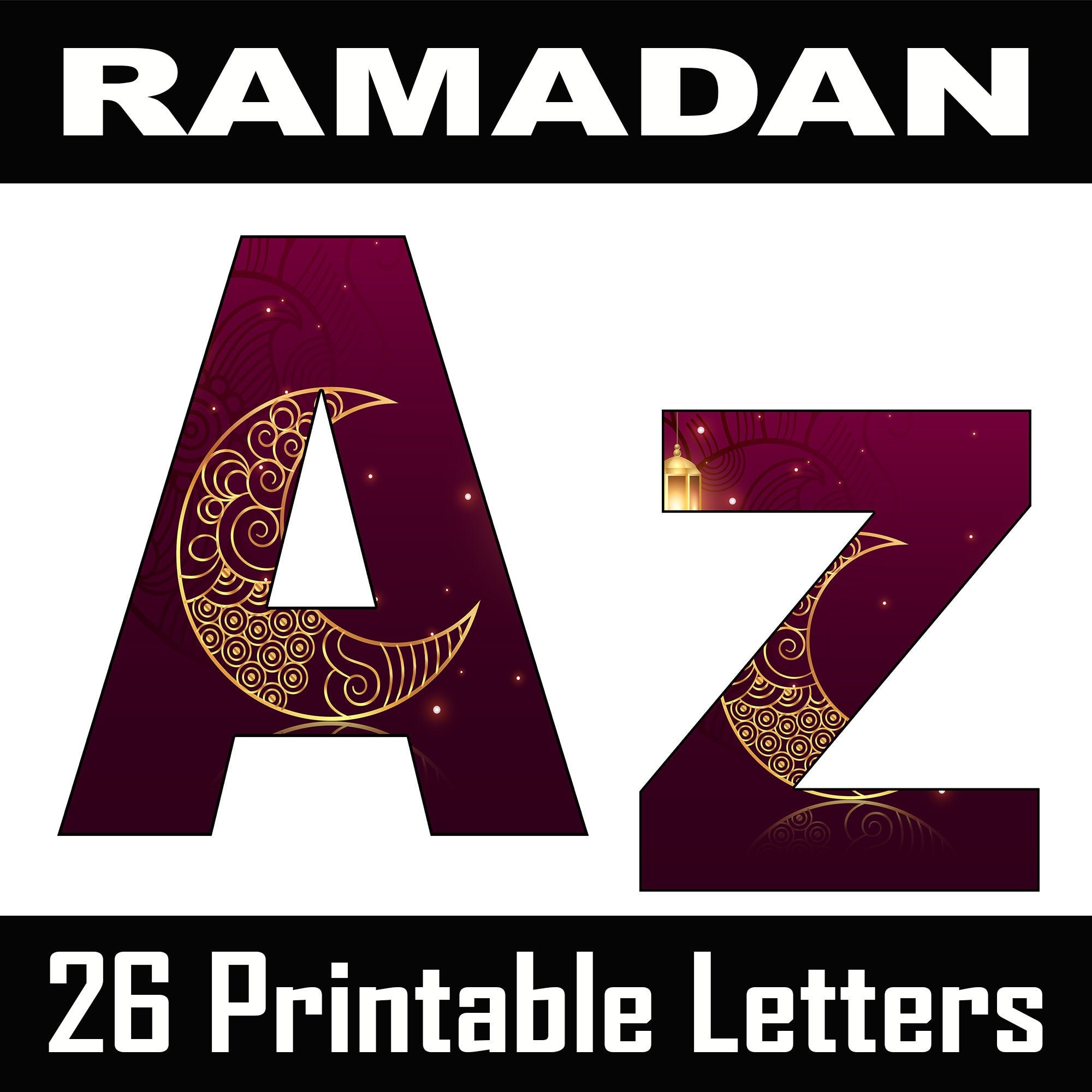 Ramadan Alphabet Letters | 26 Printable Digital Letters | Uppercase ...