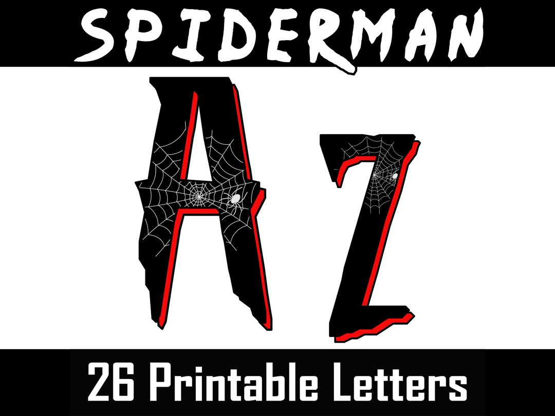 Spiderman Alphabet Letters: 26 Printable Uppercase Pngs (digital ...