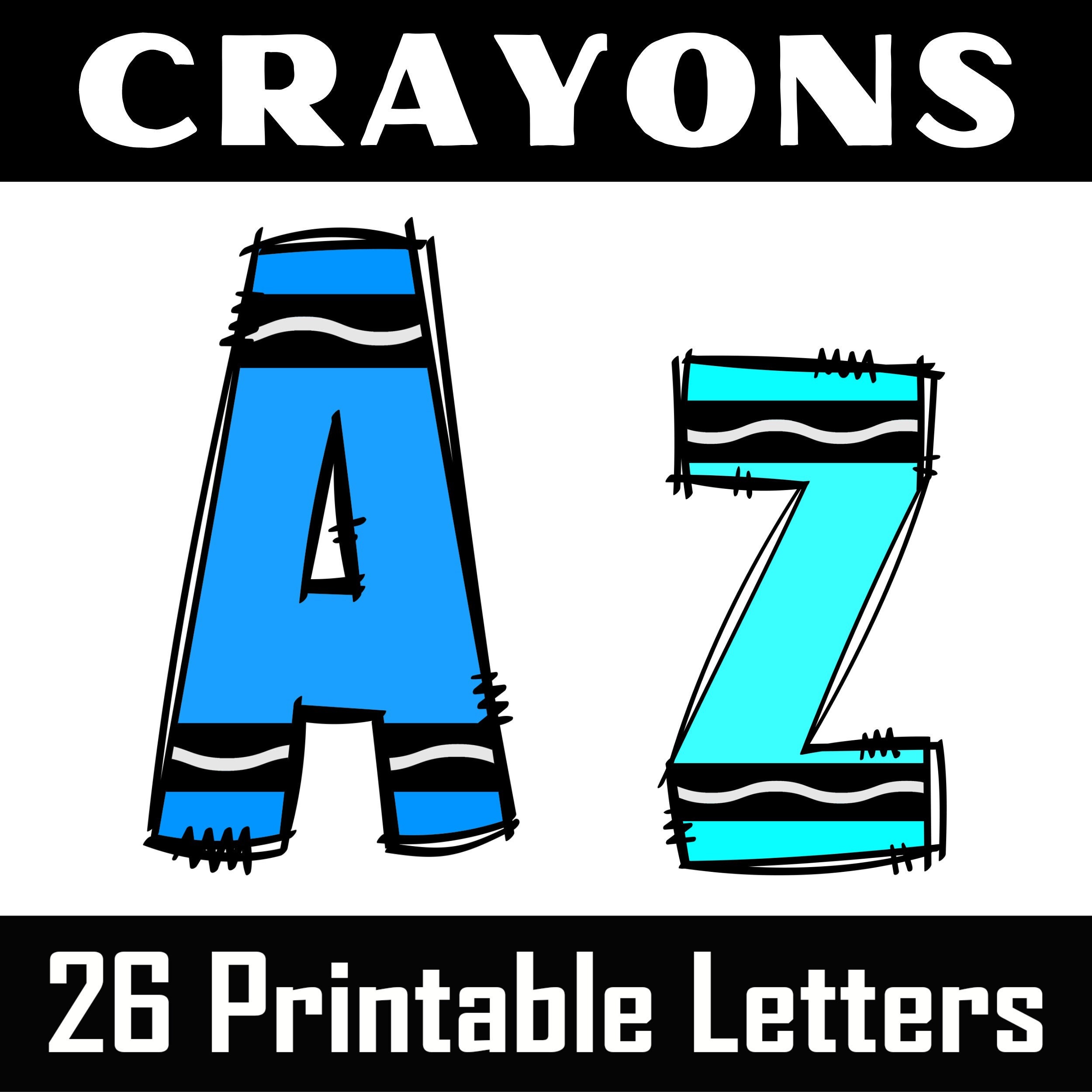 Crayon Alphabet Letters: 26 Printable Uppercase Pngs (digital Download ...