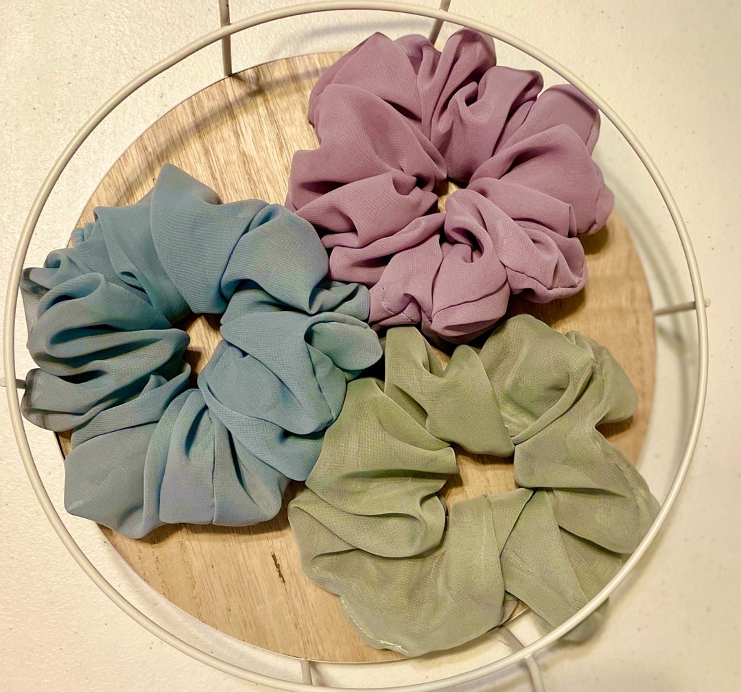 Earthy Fashion Color Neutral Chiffon Scrunchie Earthy Lavender Earthy ...