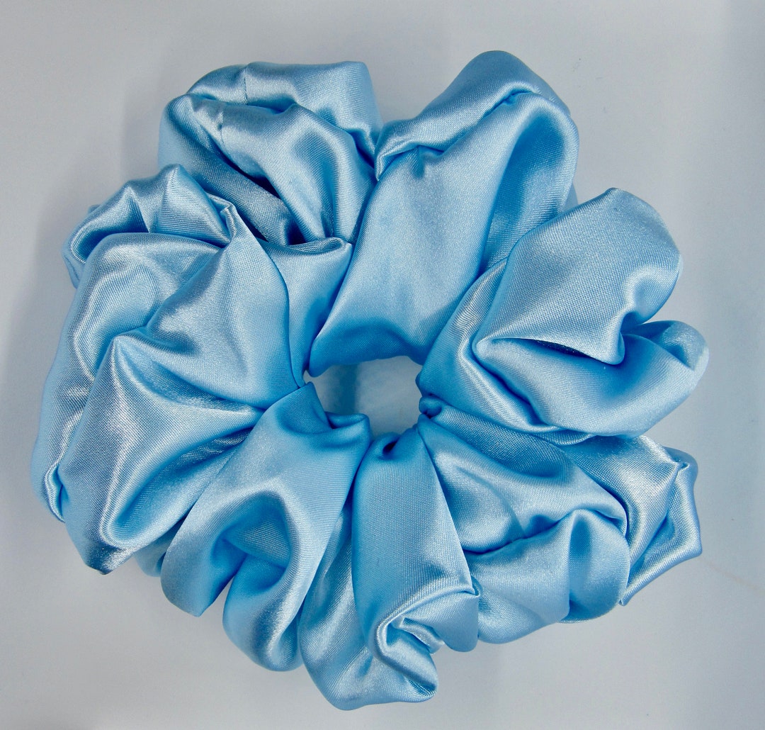 Big Fluffy Soft Pastel Blue Satin Hair Scrunchie - Etsy