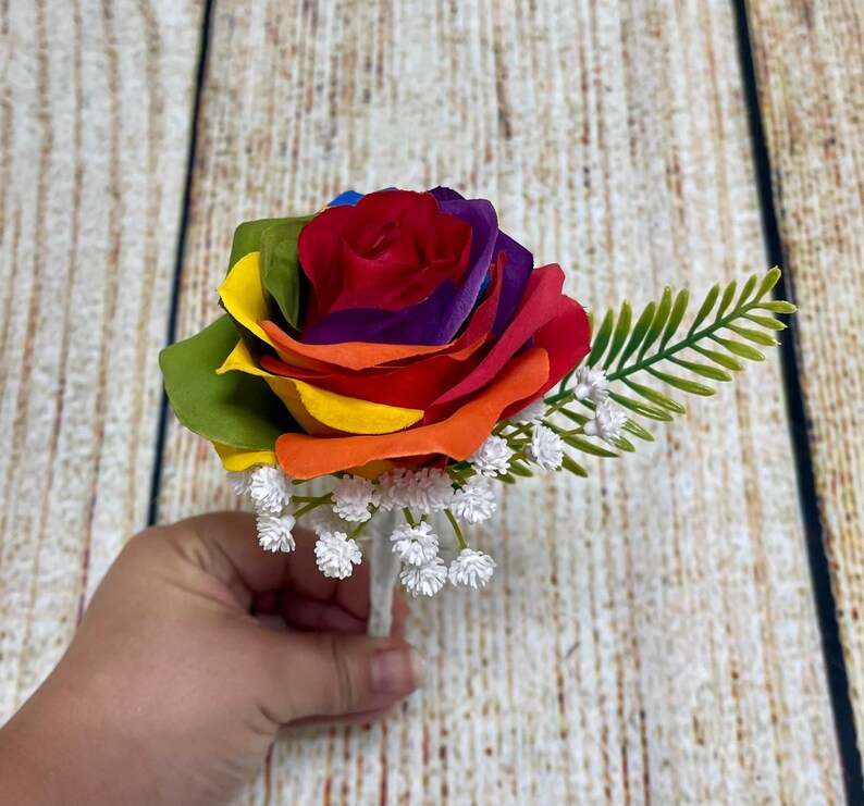 Rainbow Wedding Bouquet Mix Colors Roses Bridal Bouquet | Etsy