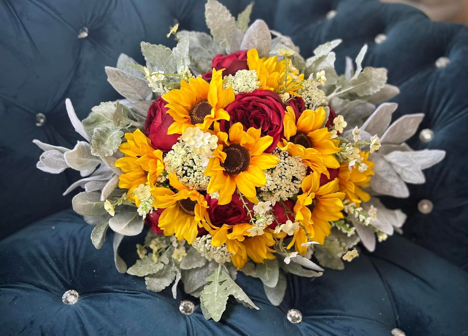 Boho Sunflower Bridal Bouquet Sunflower Burgundy Wedding - Etsy