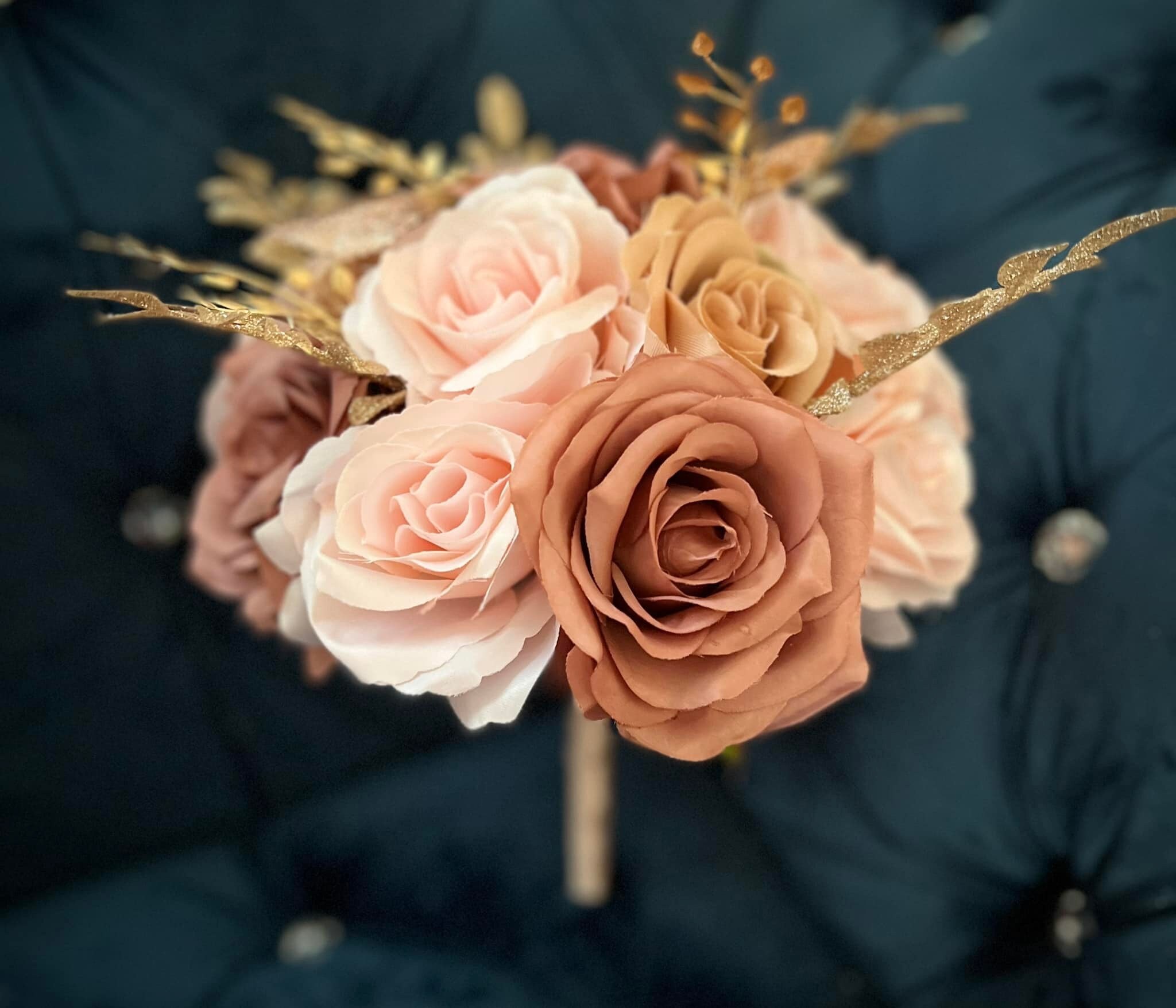 Glamorous Rose Gold Blush Dusty Rose Wedding Bouquet Gold - Etsy
