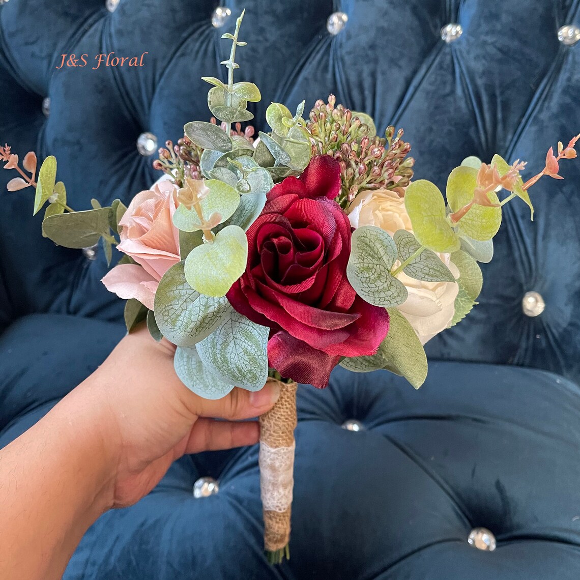 Organic Burgundy Blush Rose Gold Wedding Bouquet Boho Garden - Etsy