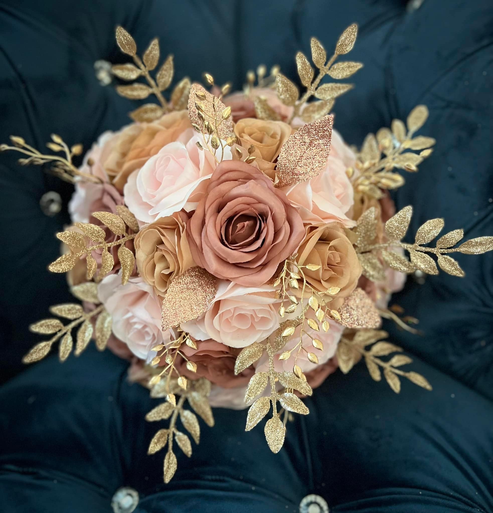 Glamorous Rose Gold Blush Dusty Rose Wedding Bouquet Gold - Etsy