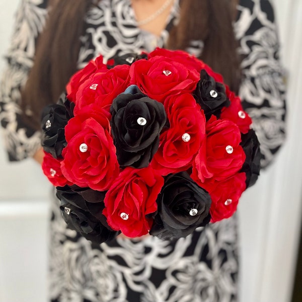 Red Black Bouquet - Etsy