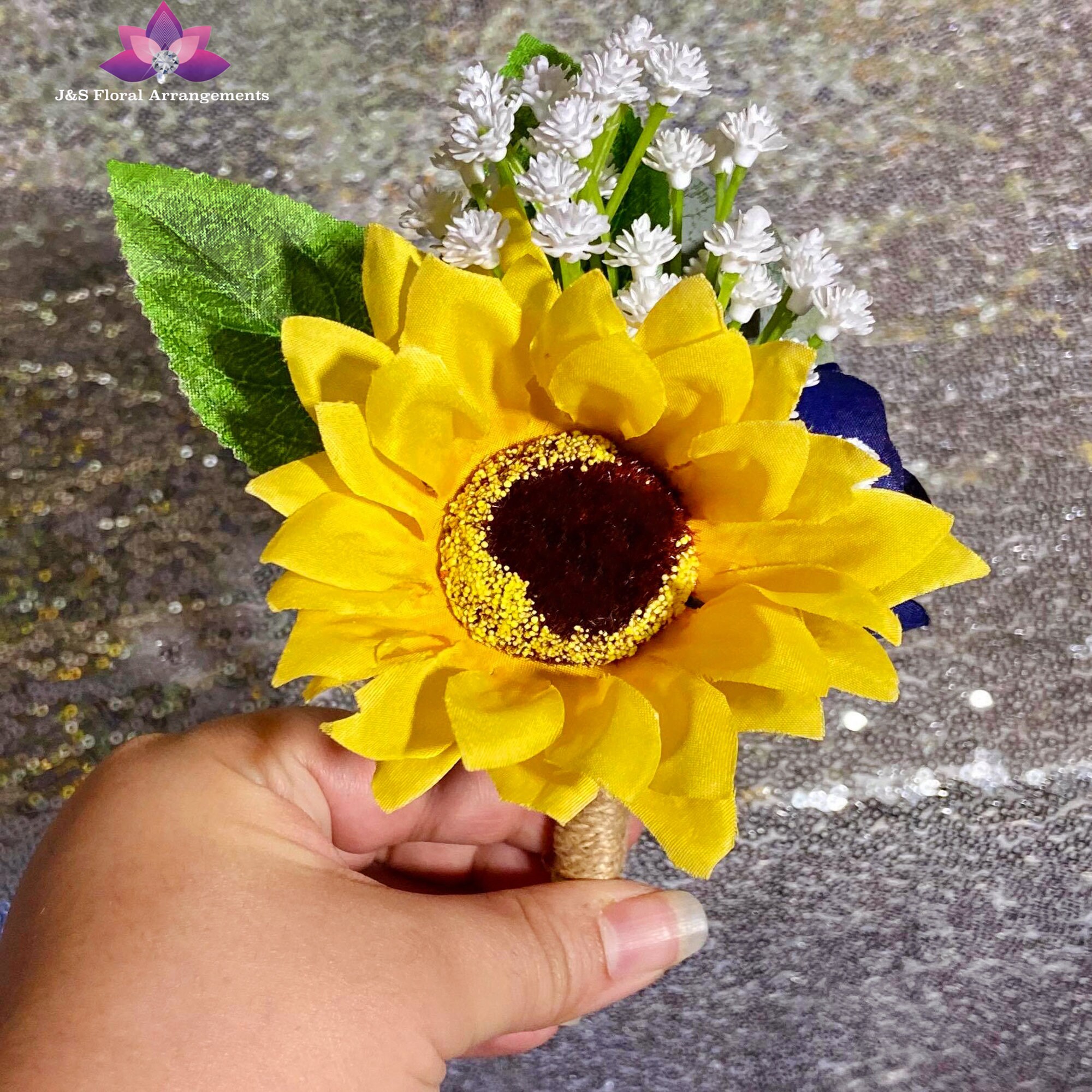 Boho Sunflower Bridal Bouquet Sunflower Royal Blue Wedding - Etsy