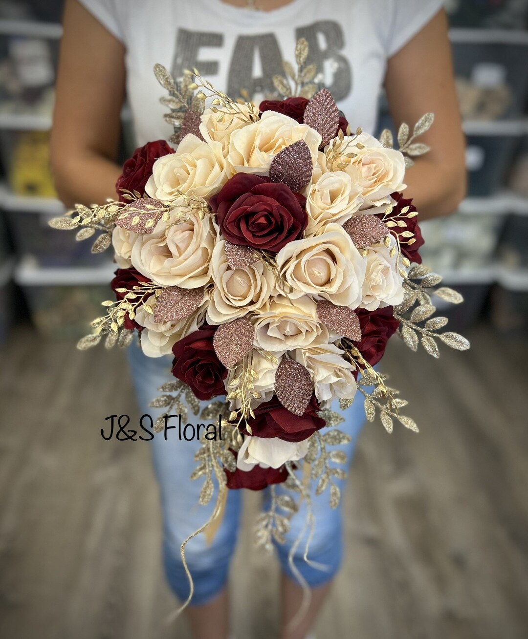 Stunning Rose Gold Burgundy Champagne Gold Wedding Bouquet - Etsy
