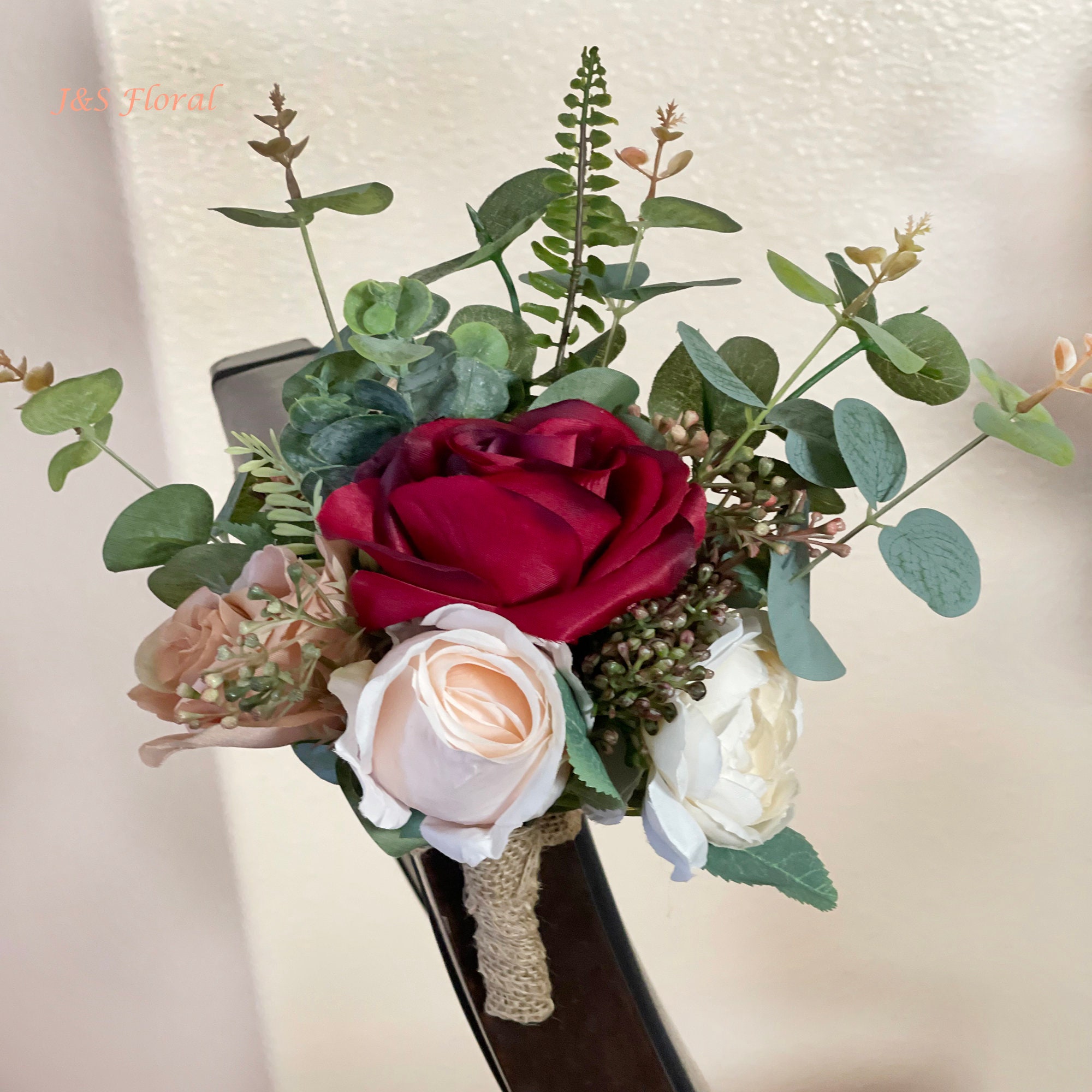 Organic Burgundy Blush Rose Gold Wedding Bouquet Boho Garden | Etsy