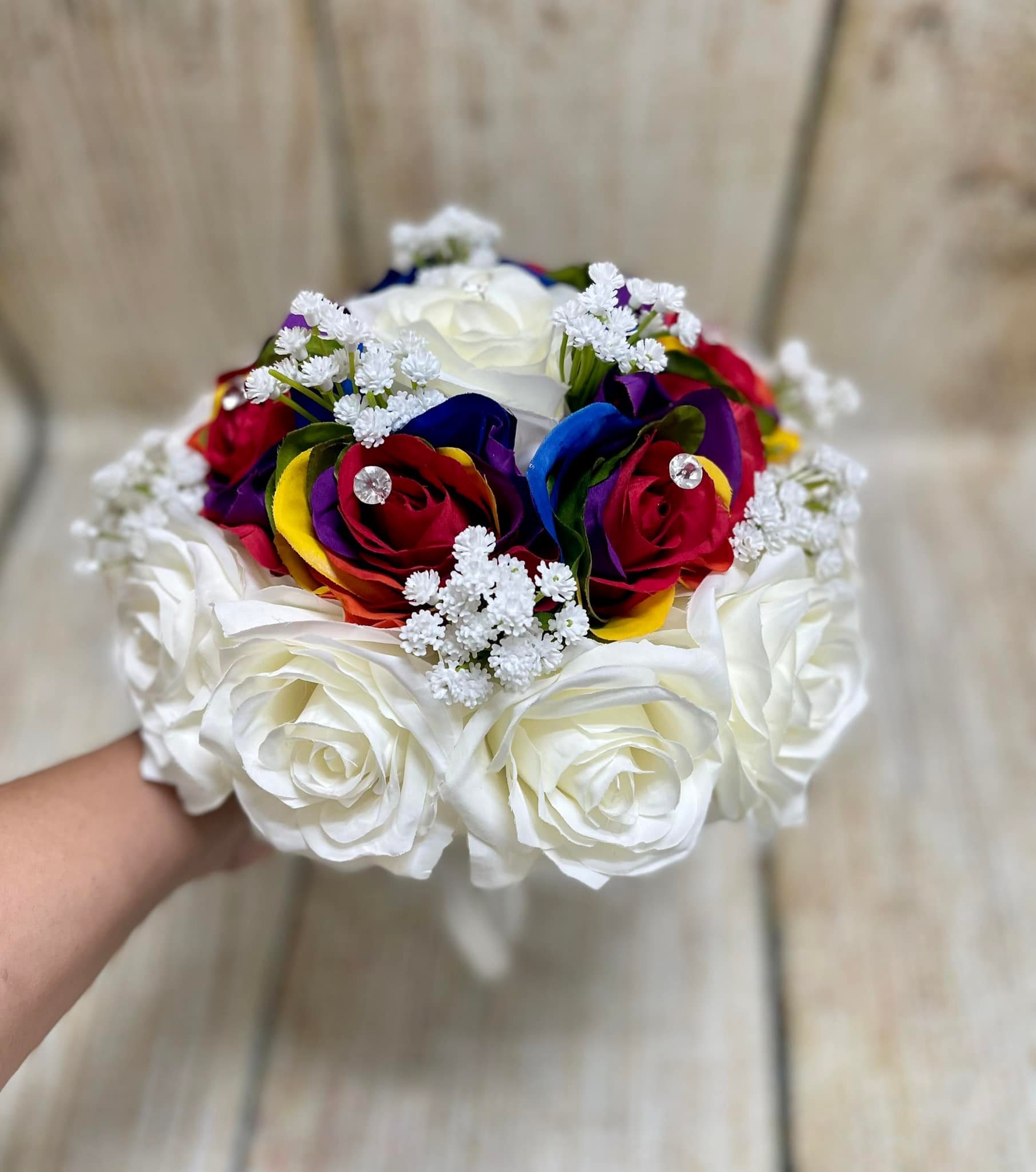 Rainbow Wedding Bouquet Mix Colors Roses Bridal Bouquet - Etsy