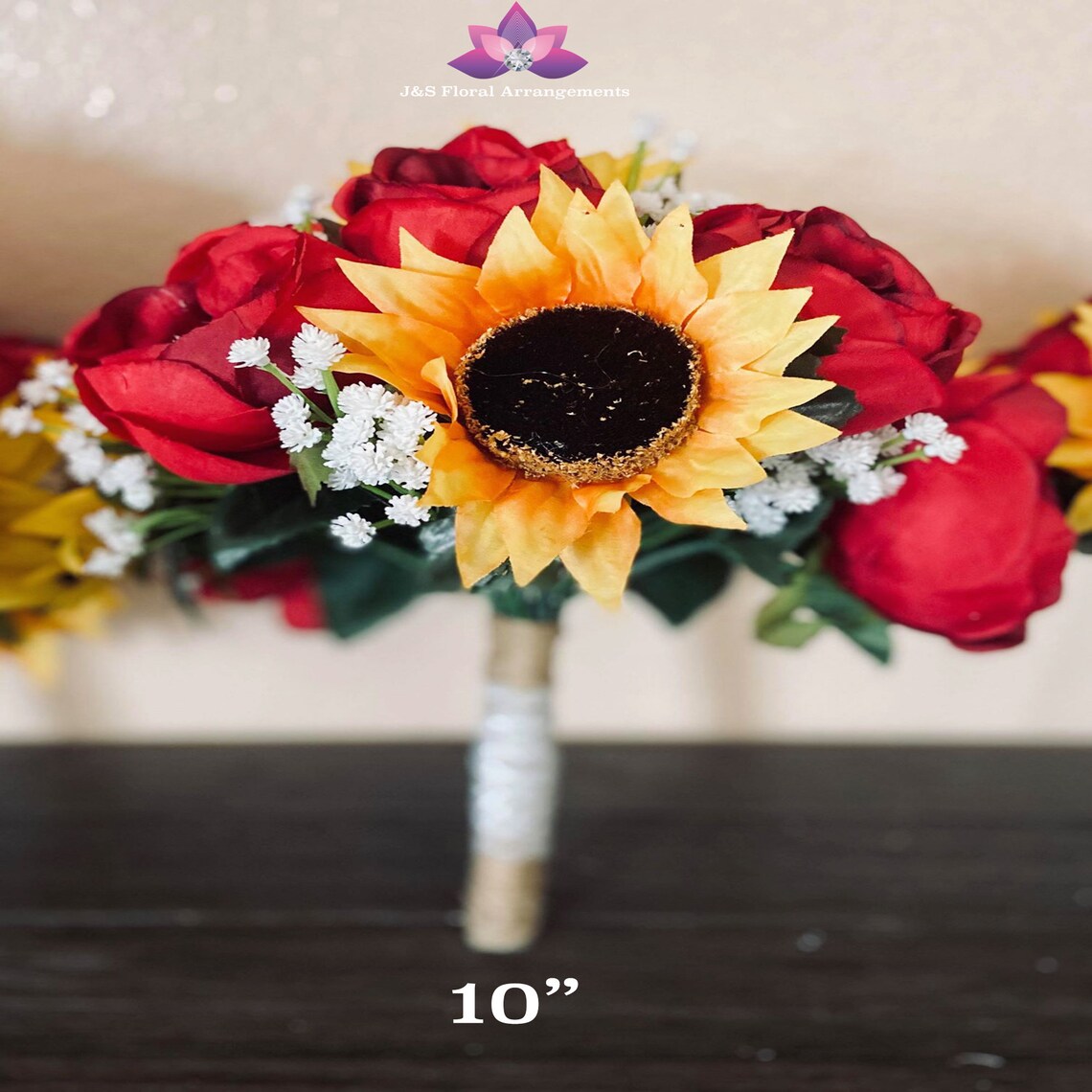Cascading Sunflower Bridal Bouquet Sunflower Burgundy Wedding Etsy