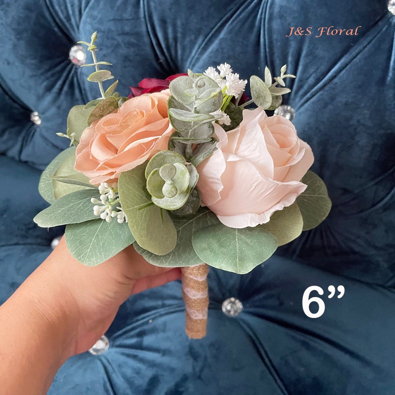 Burgundy Blush Rose Gold Wedding Bouquet Wine Rose Gold | Etsy