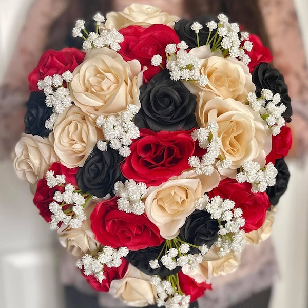 Red Black Bouquet - Etsy