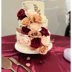 Glam Cascading Burgundy Rose Gold Blush Gold Wedding Bouquet - Etsy