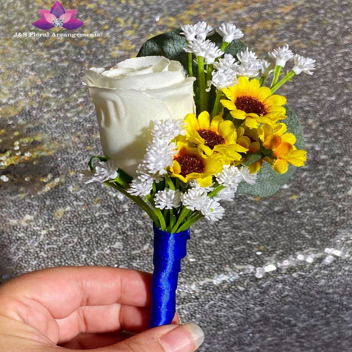 Boho Sunflower Bridal Bouquet: Royal Blue Wedding Flowers - Etsy