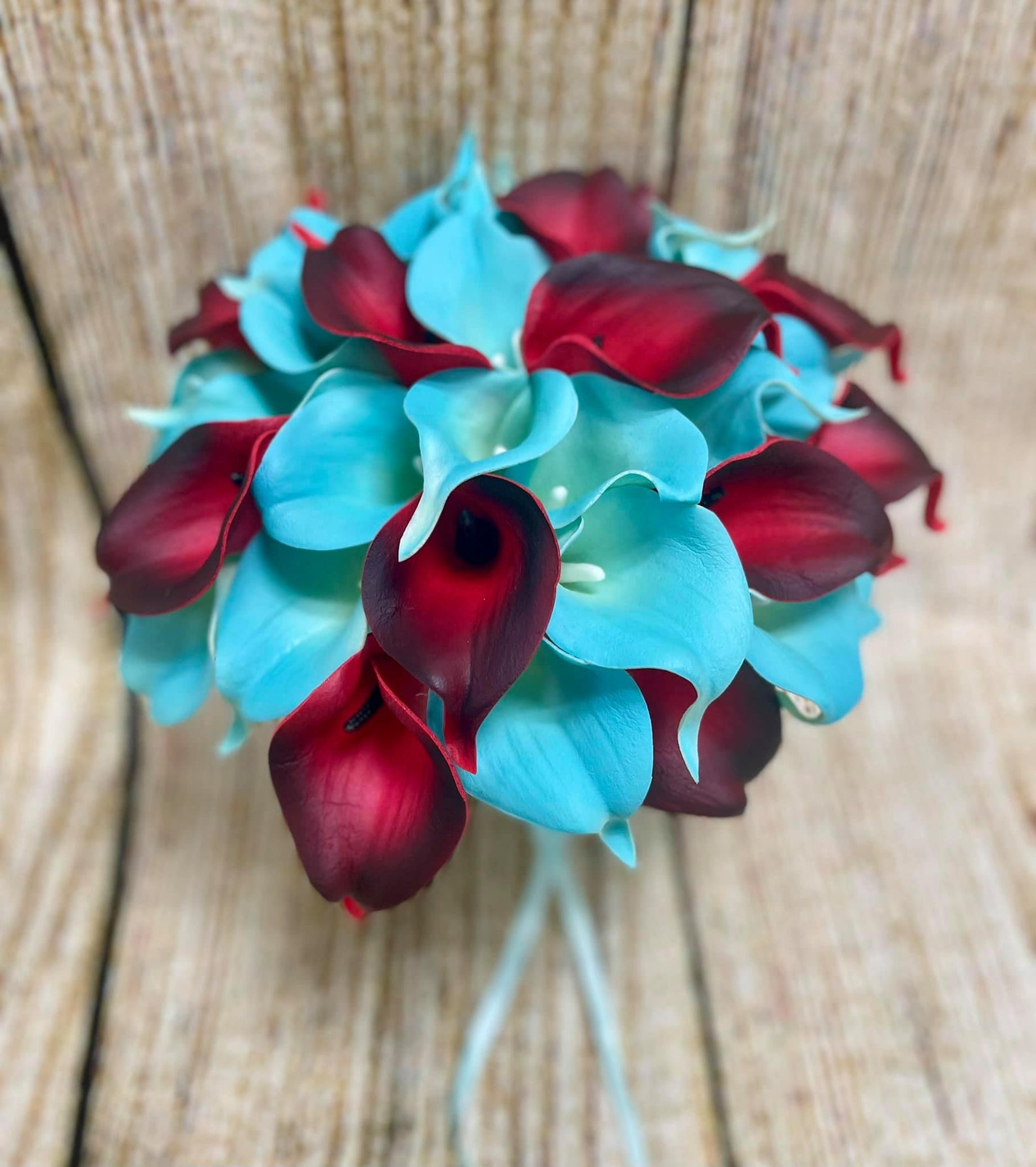 Stunning Red Turquoise Bridal Bouquet Burgundy Aqua Wedding - Etsy