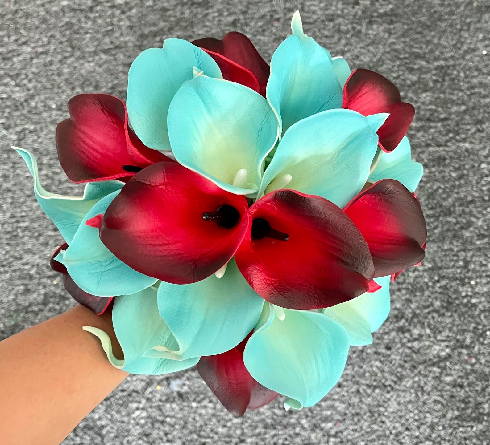 Stunning Red Turquoise Bridal Bouquet Burgundy Aqua Wedding - Etsy