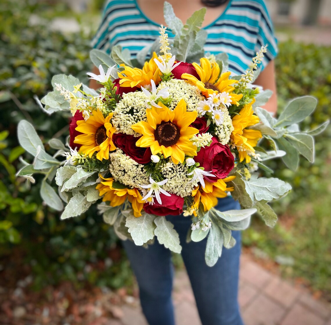 Boho Sunflower Bridal Bouquet Sunflower Burgundy Wedding - Etsy