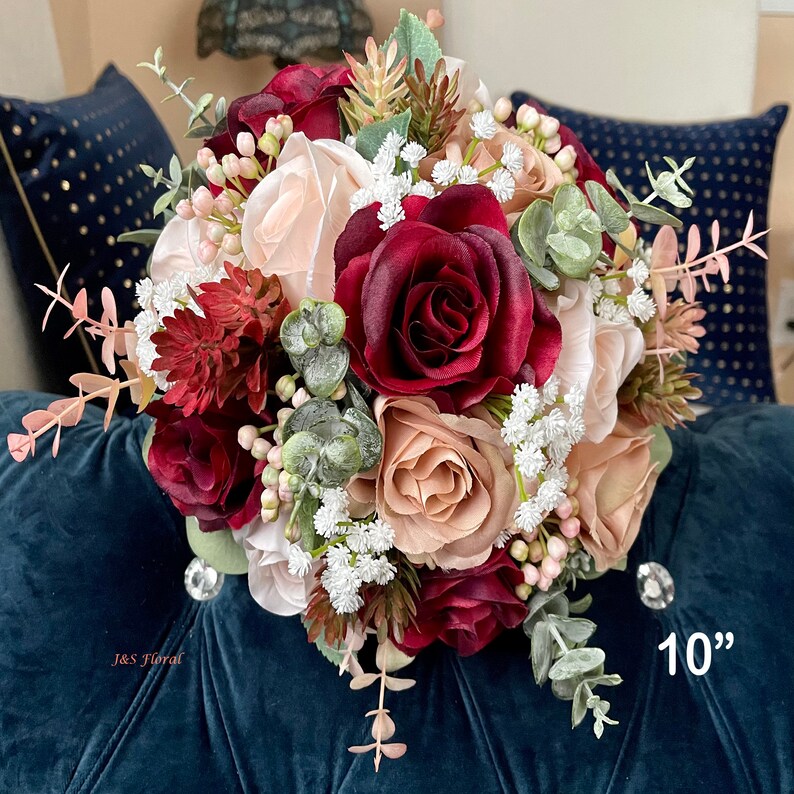 Burgundy Blush Rose Gold Wedding Bouquet Wine Rose Gold | Etsy